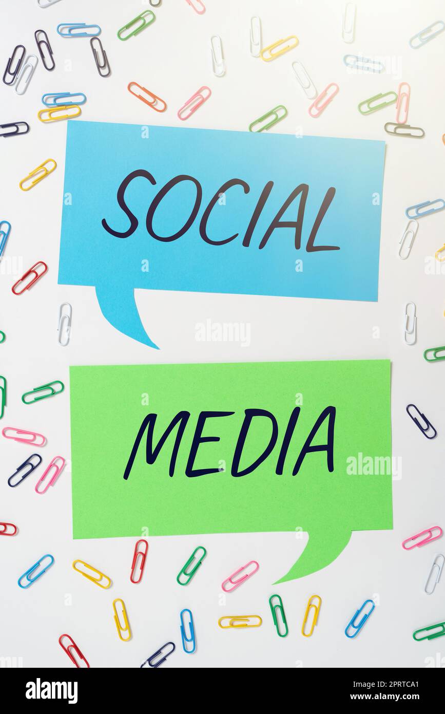 Writing displaying text Social Media. Word for Online communication ...