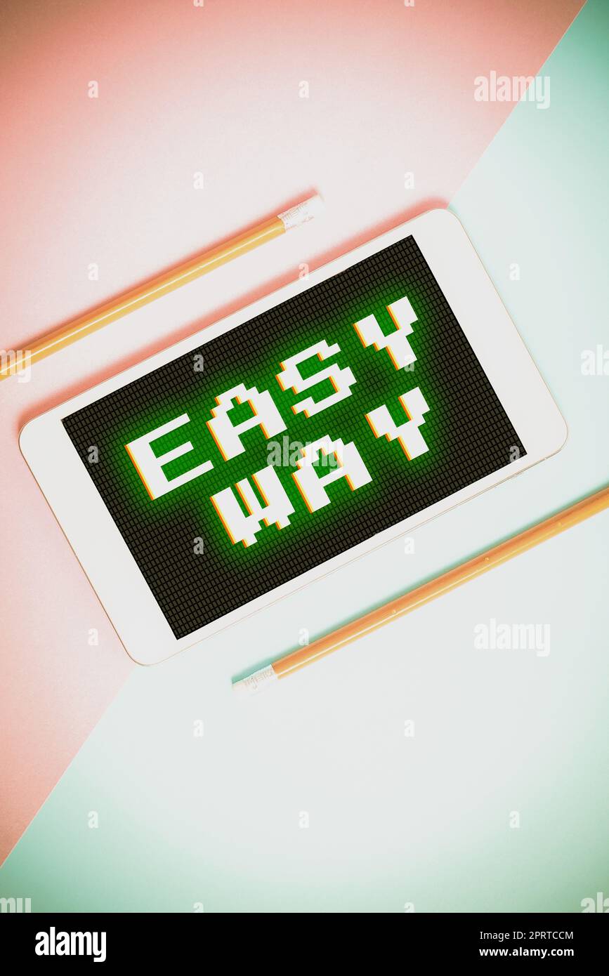 Handwriting text Easy Way. Concept meaning making hard decision between ...