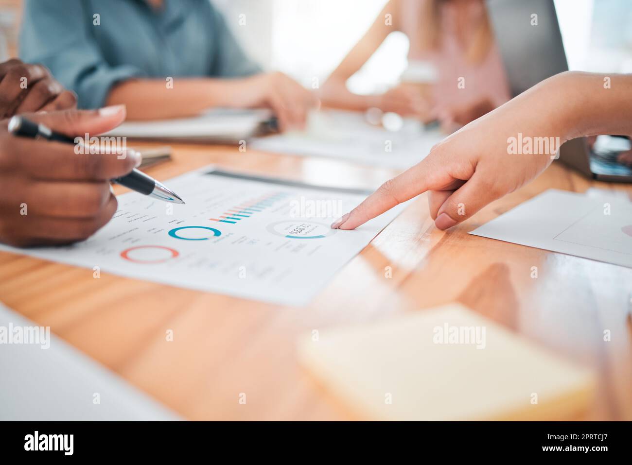 Business, financial data and team documents working together on finance ...