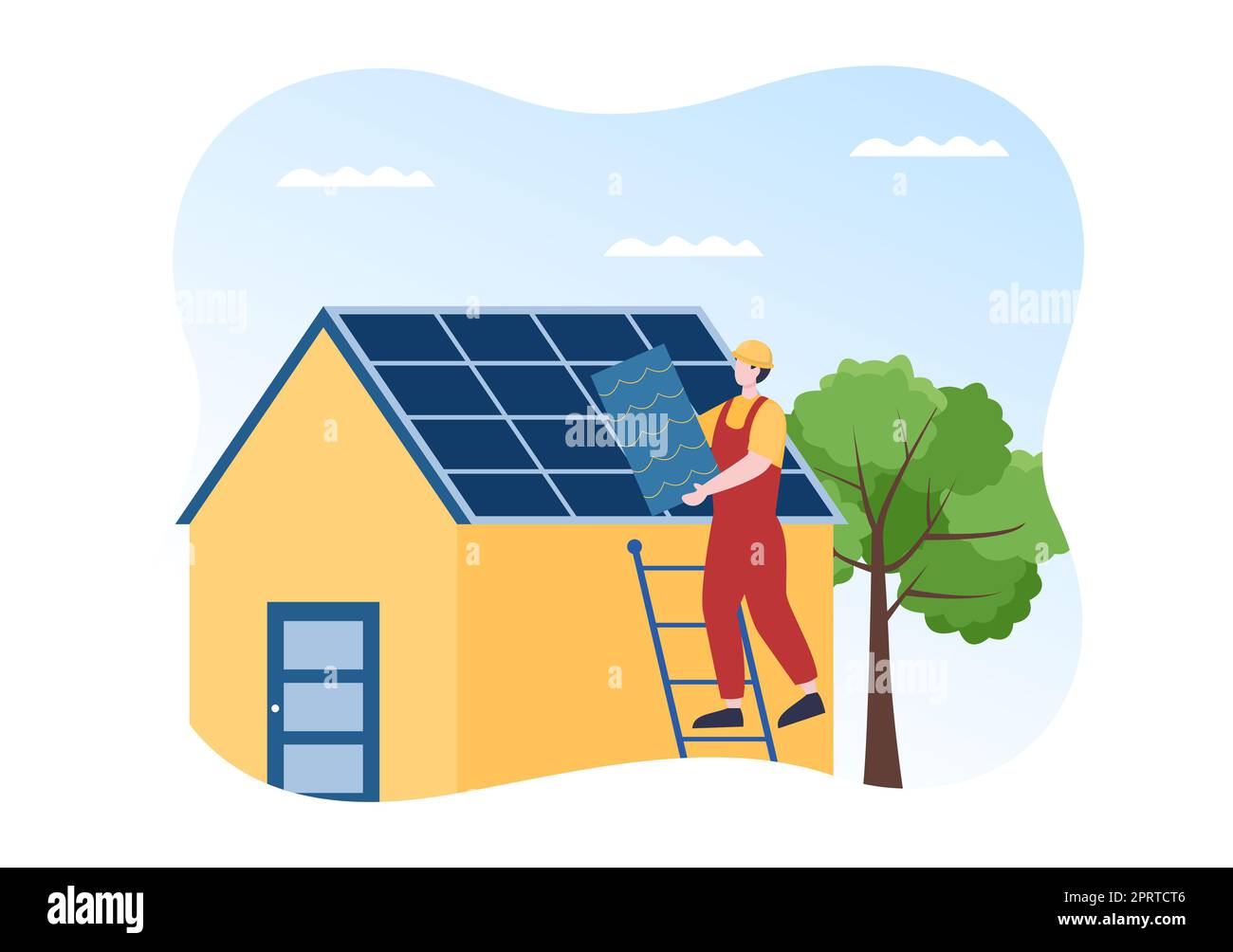 Roofing Construction Workers Template Hand Drawn Cartoon Flat ...