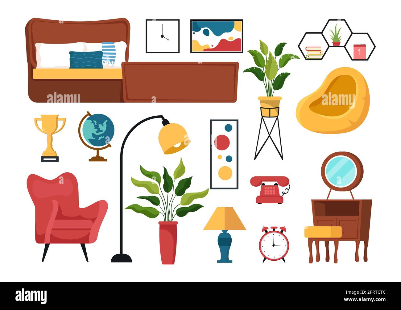 Home Decor Template Hand Drawn Cartoon Illustration The set of ...