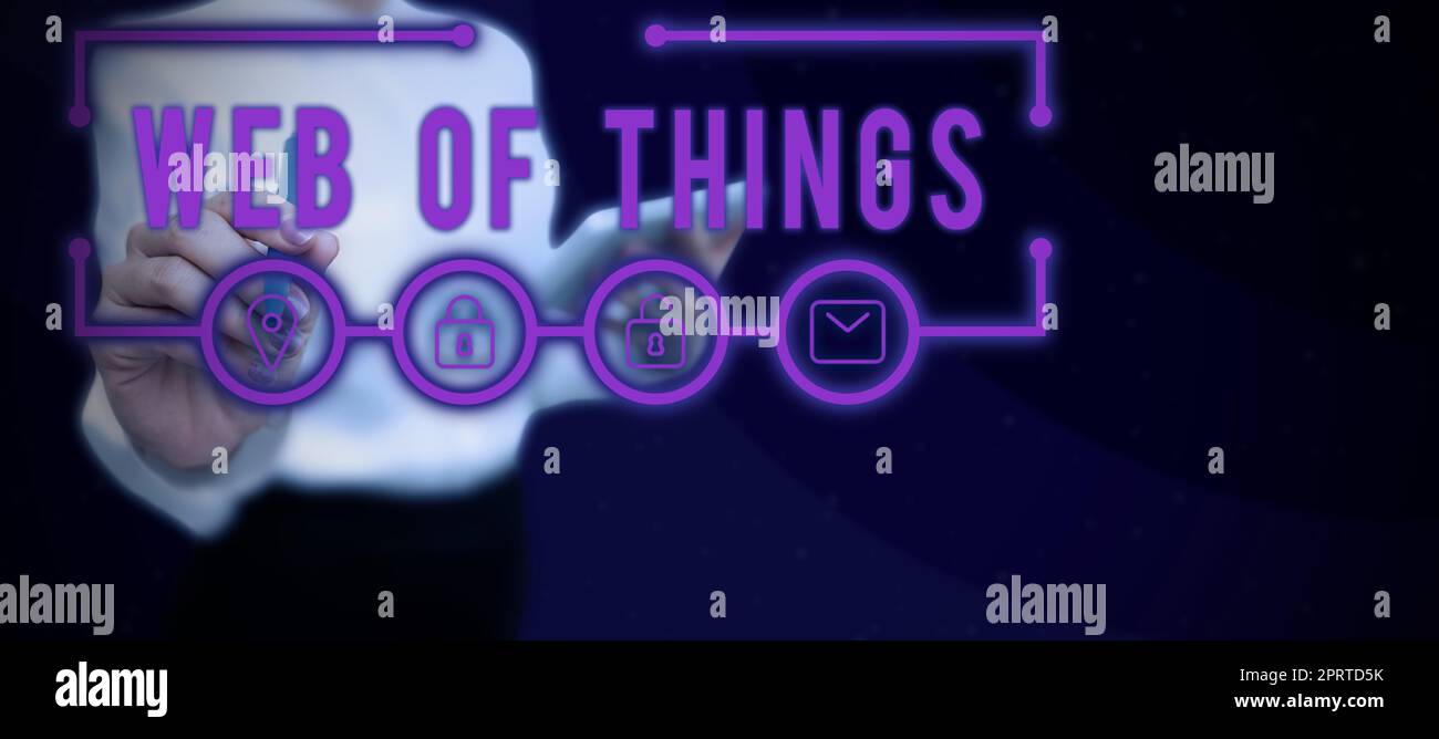 Writing displaying text Web Of Things. Business idea Internet ...