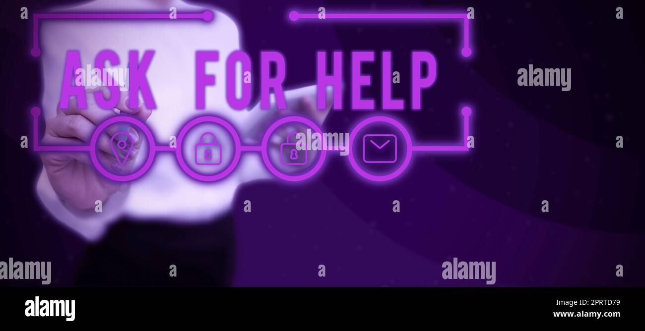 Conceptual caption Ask For Help. Business idea Request to support ...