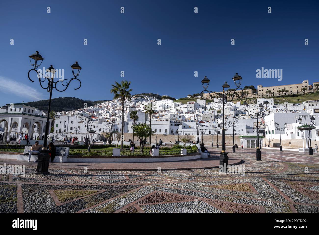 Views of the white houses of the Tetouan medina from the Feddan Park ...