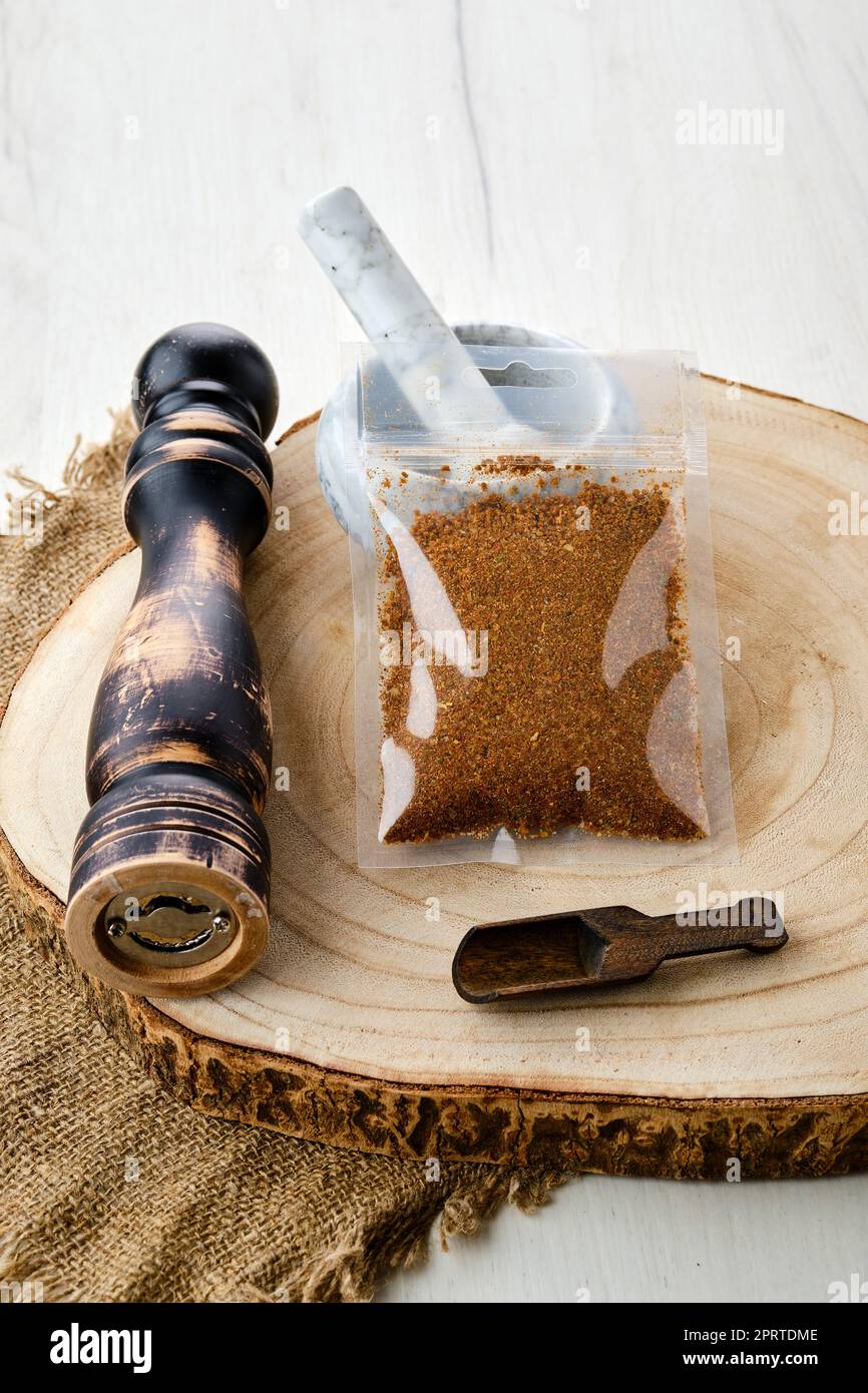 Mixture of spices in plastic packaging Stock Photo - Alamy