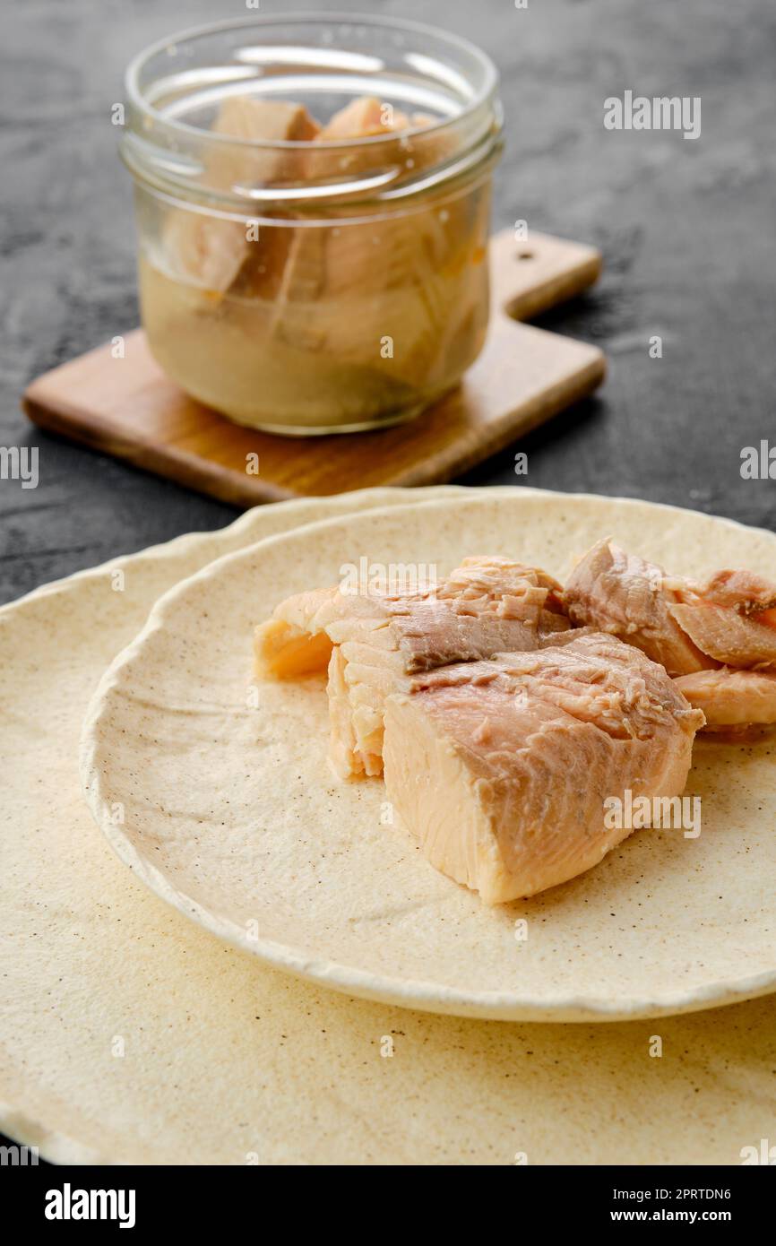 Closeup view canned trout hi-res stock photography and images - Alamy