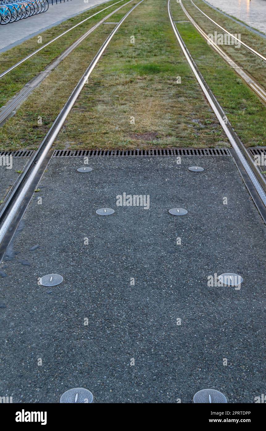 Tram lines in Bordeaux, France Stock Photo - Alamy
