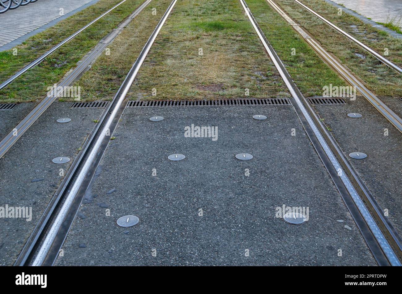 Tram lines in Bordeaux, France Stock Photo - Alamy