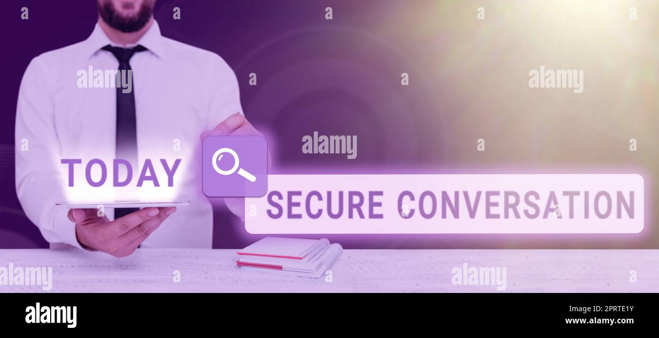 Conceptual caption Secure Conversation. Business idea Secured Encrypted ...