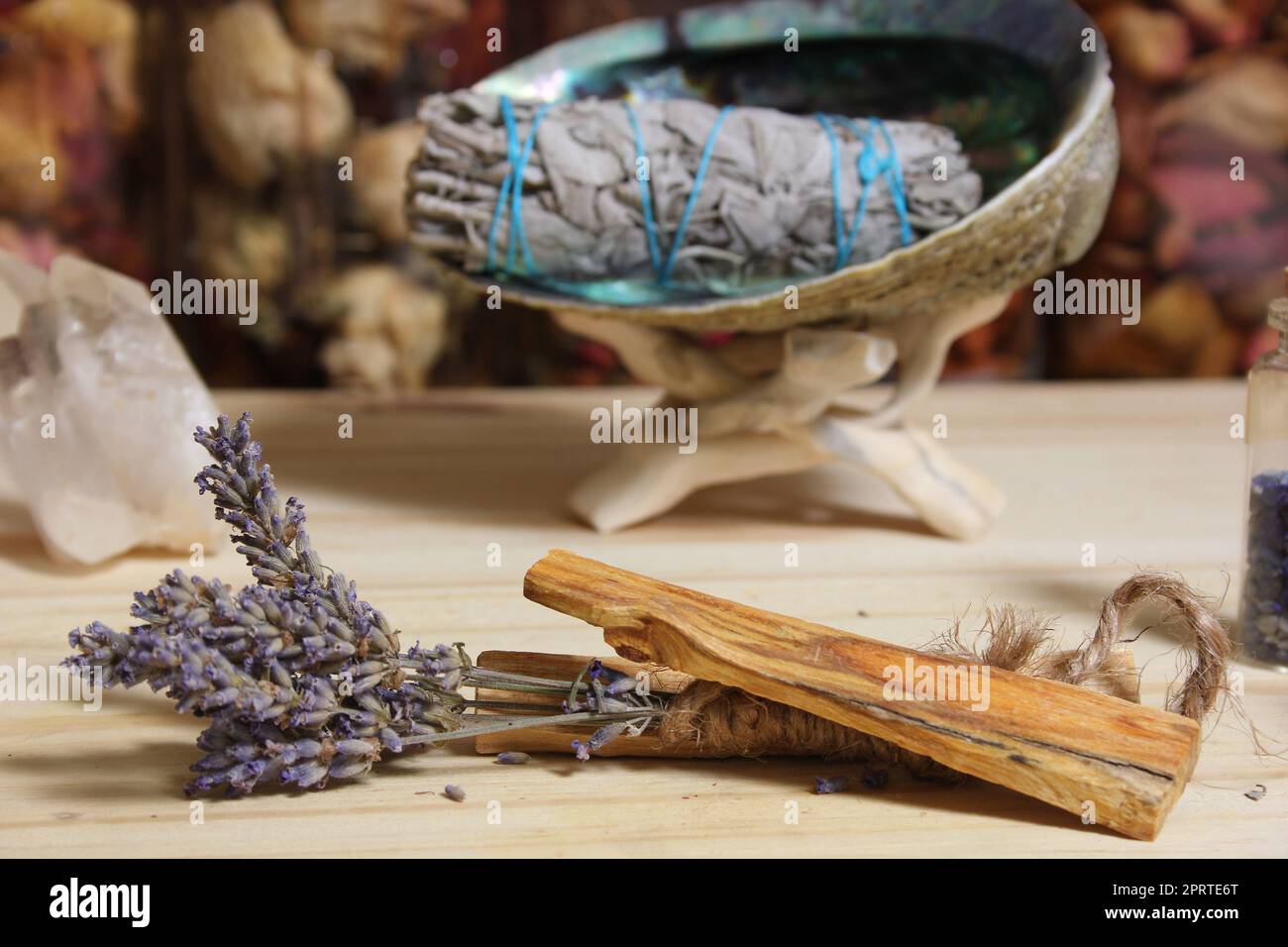 Dried Lavender With Palo Santo Wood and Abalone Shell For Smudging ...