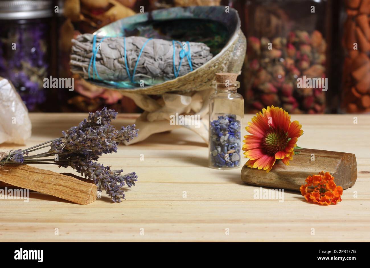 Dried Lavender With Palo Santo Wood and Abalone Shell For Smudging ...