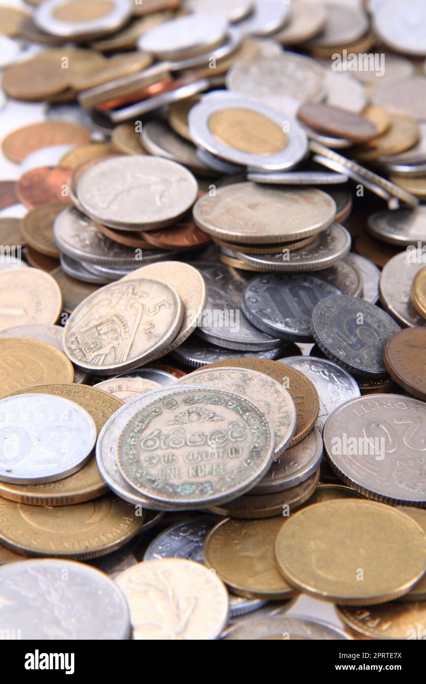 old european coins texture as nice background Stock Photo - Alamy