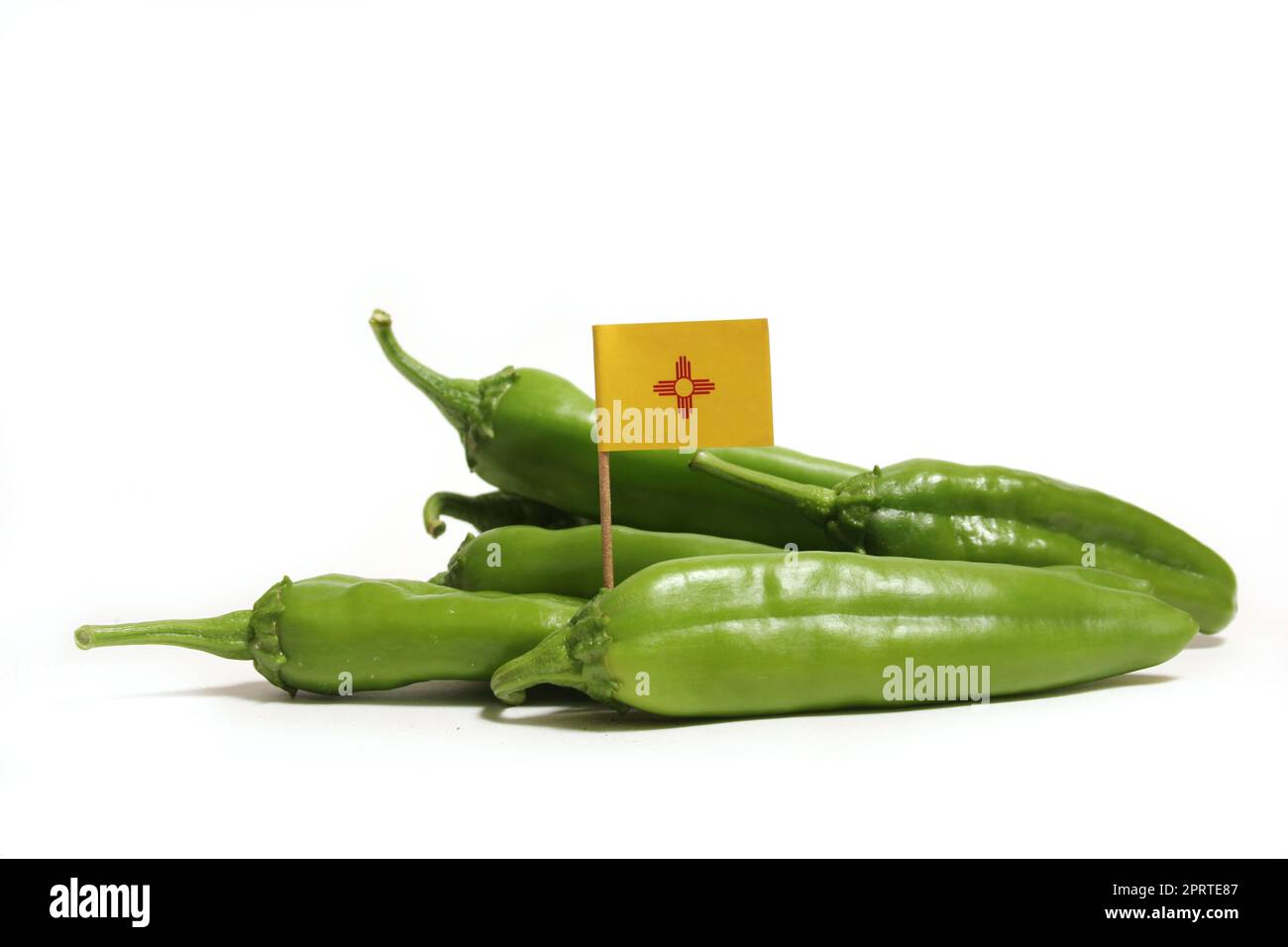 Green Chili Peppers With Flag of New Mexico Isolated on White ...