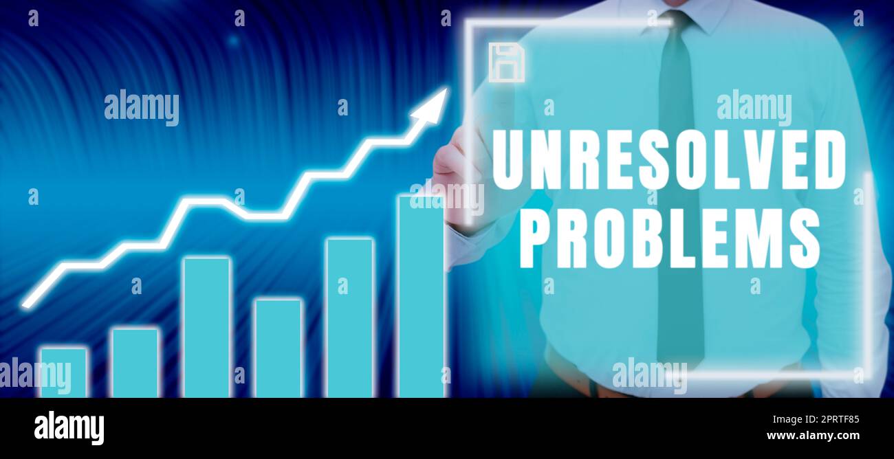 Hand writing sign Unresolved Problems. Conceptual photo those Queries ...