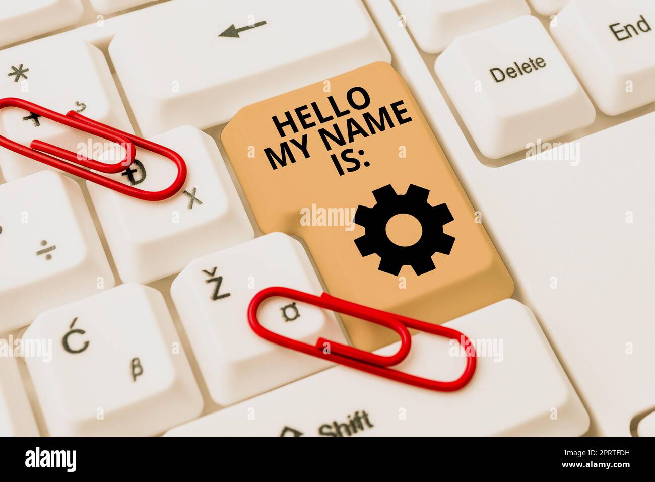 Hand writing sign Hello My Name Isintroducing yourself to new people workers as Presentation ...