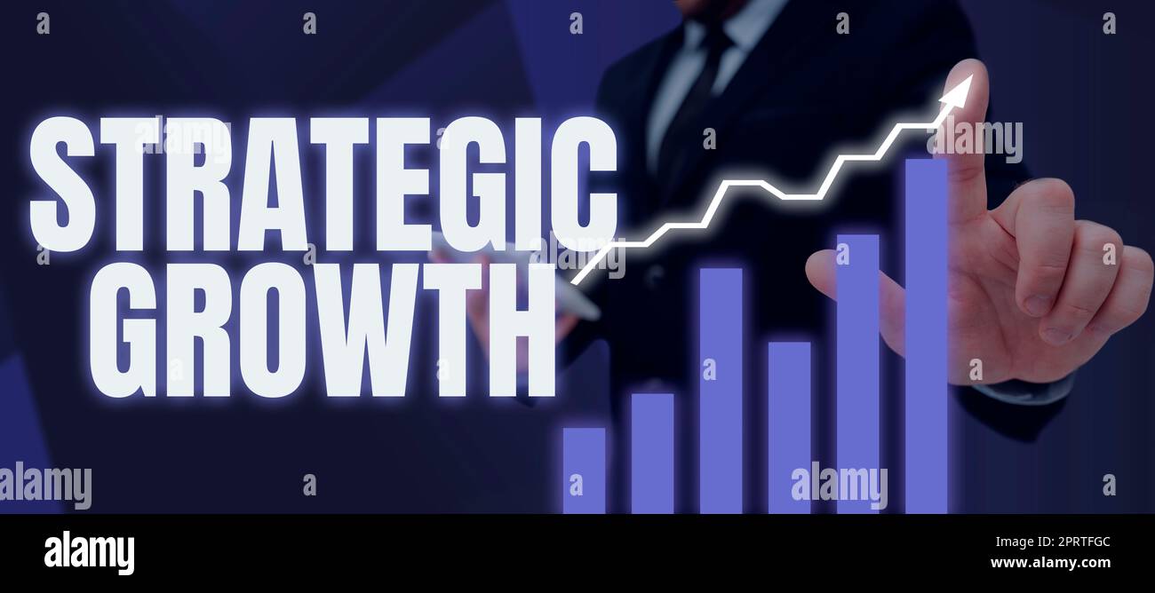 Sign displaying Strategic Growthcreate plan or schedule to increase ...