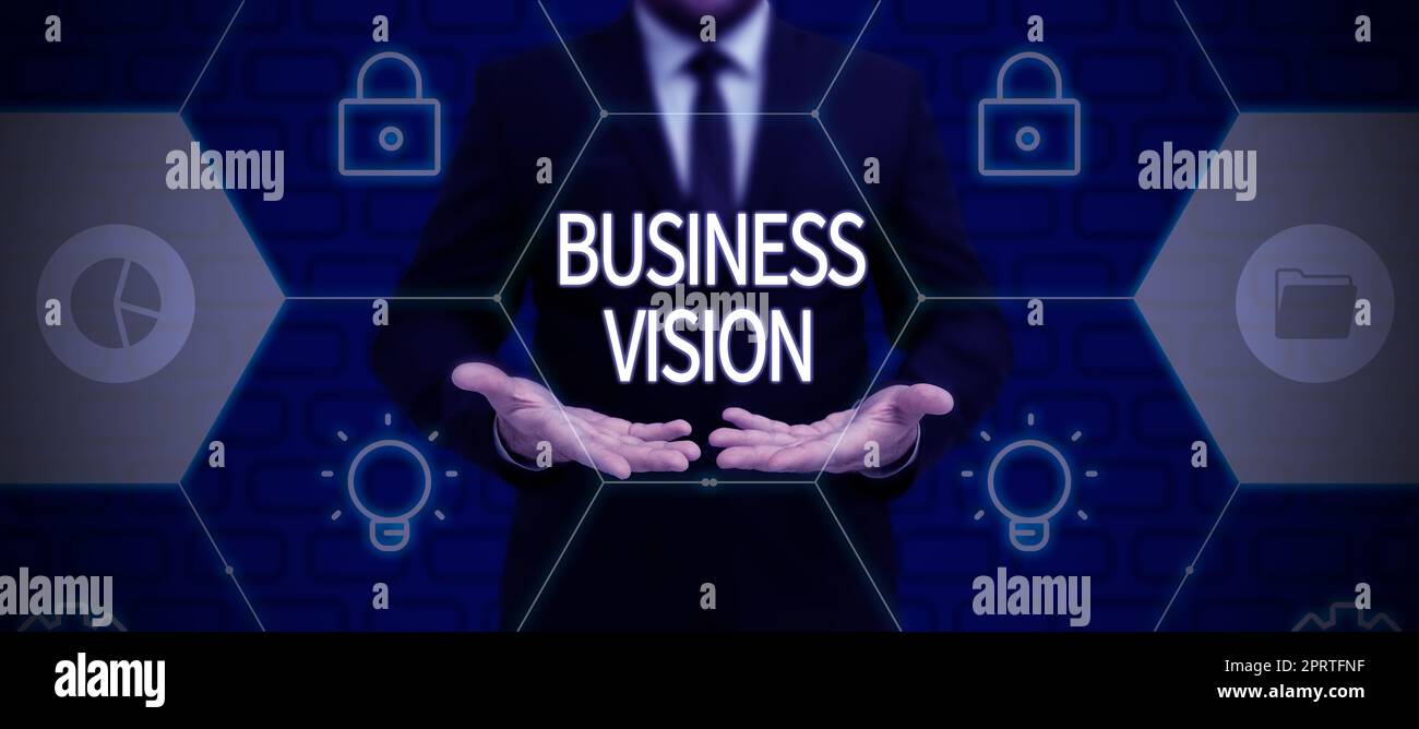 Hand writing sign Business Visiongrow your business in the future based ...