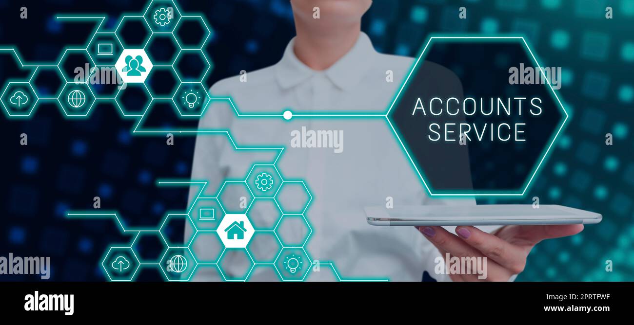 Hand Writing Sign Accounts Serviceaccessing List Of User Profiles And Information Linked Word