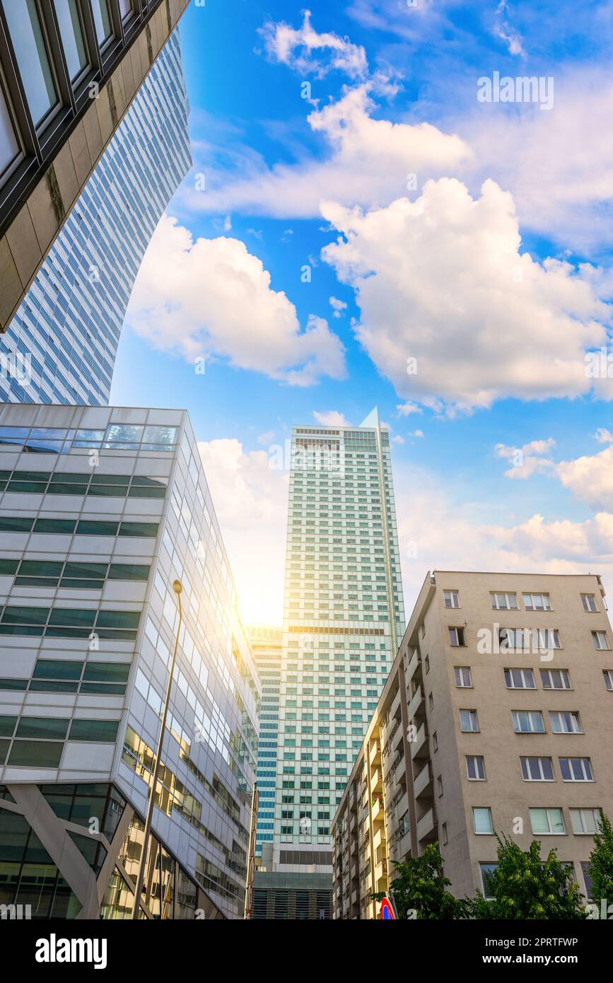 Skyscrapers and house Stock Photo - Alamy