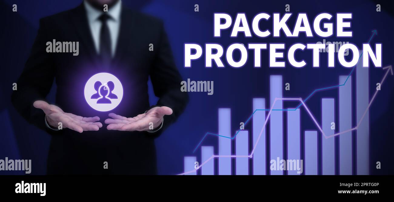 Text sign showing Package ProtectionWrapping and Securing items to ...