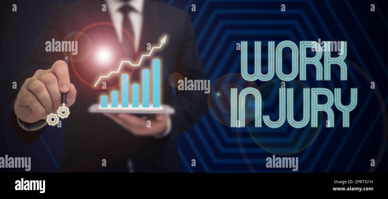 Sign displaying Work Injury, Conceptual photo Accident in job Danger ...