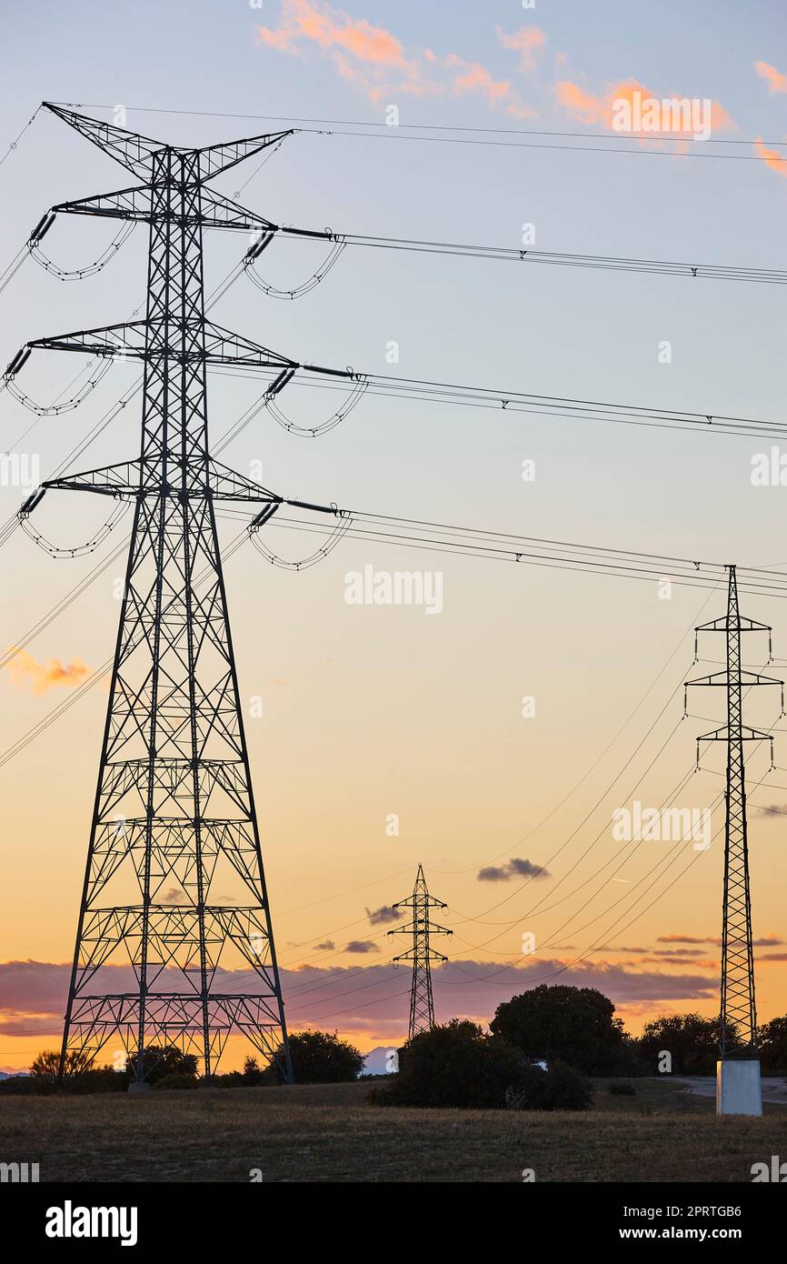 Power lines. Energy industry. Industrial electricity trasmission ...