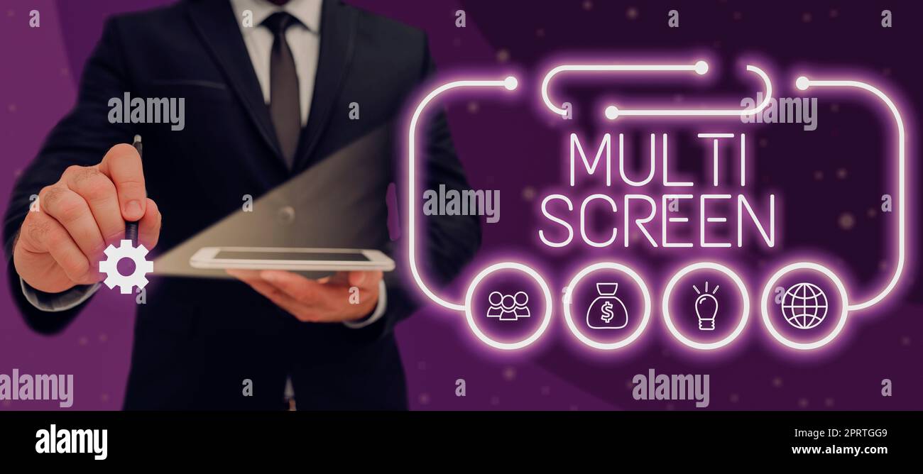 Conceptual caption Multi Screen, Conceptual photo Having or involving ...