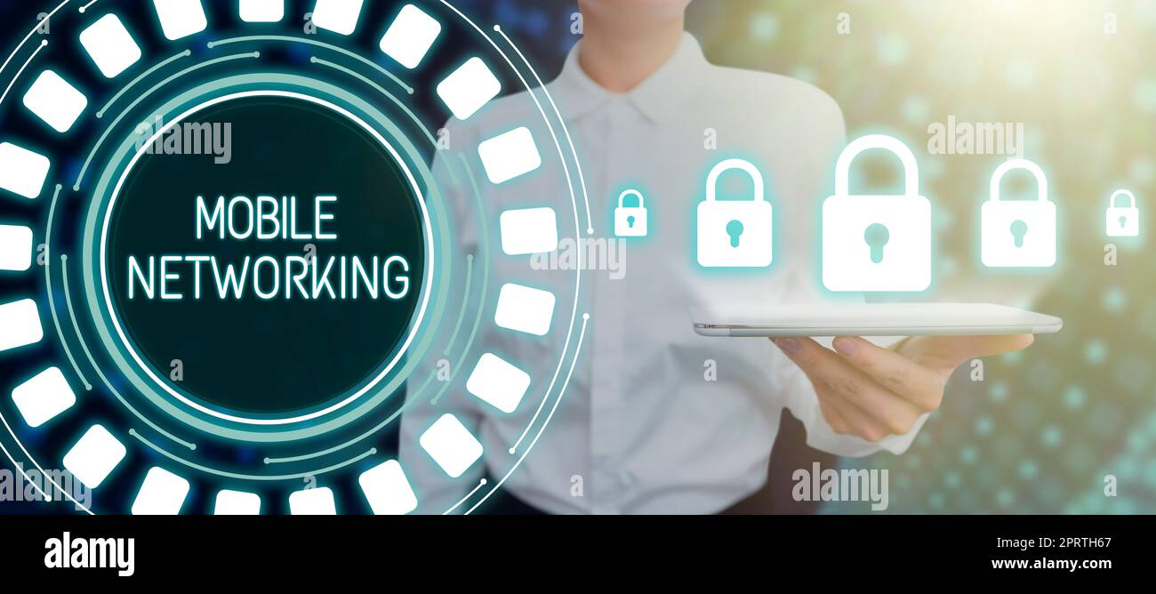 Text showing inspiration Mobile NetworkingCommunication network where ... Text showing inspiration Mobile NetworkingCommunication network where ...
