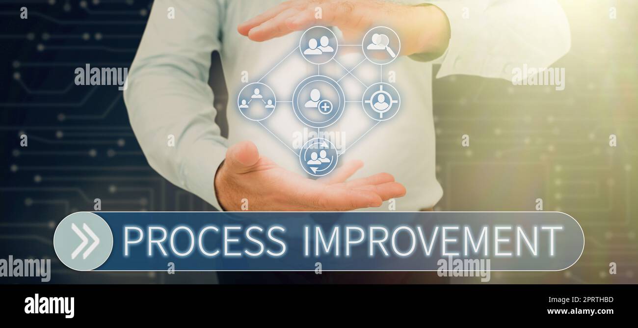 Sign displaying Process Improvement. Conceptual photo Optimization Meet ...
