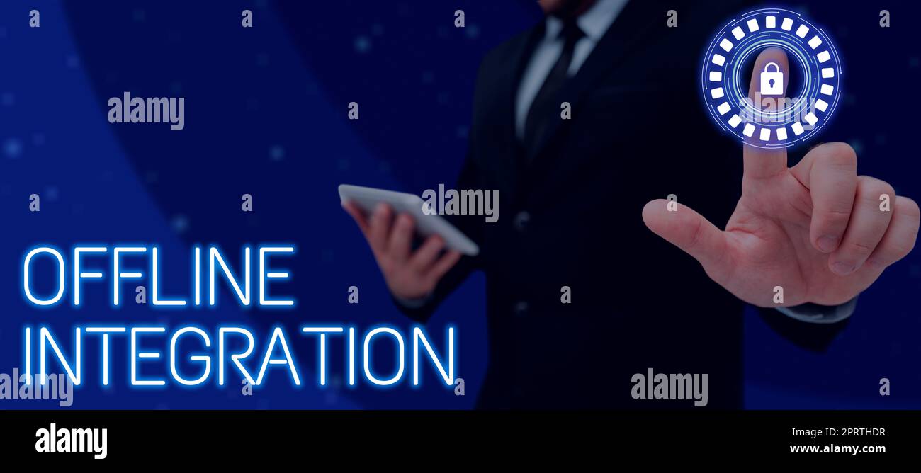 Hand writing sign Offline Integration. Internet Concept First Triad of ...