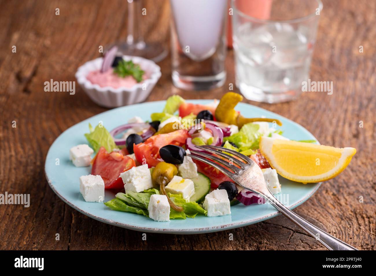 geek salad with feta cheese Stock Photo - Alamy