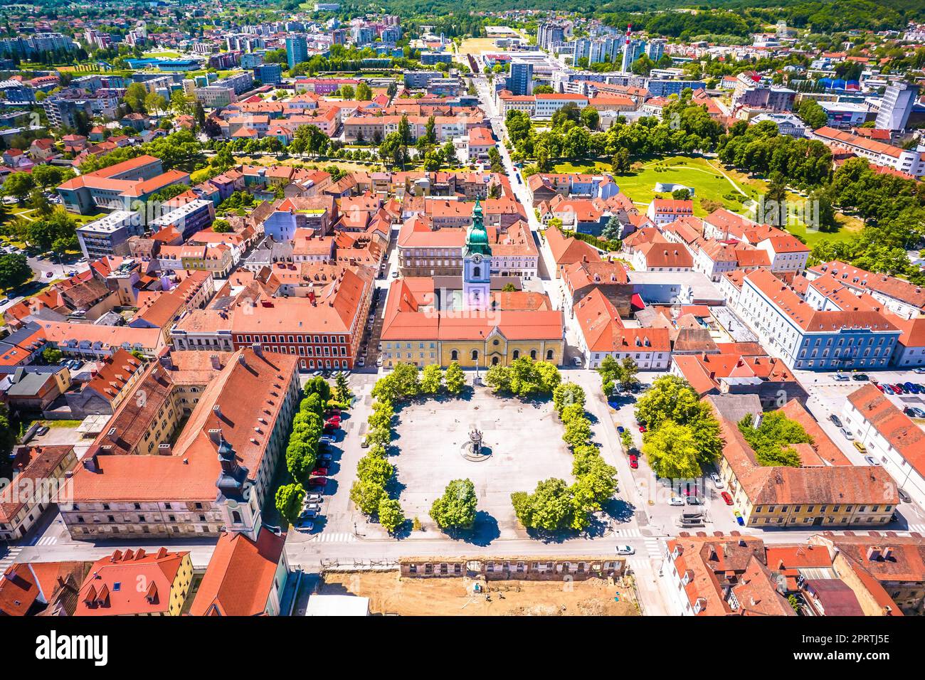 Town of Karlovac historic city center aerial view, central Croatia ...