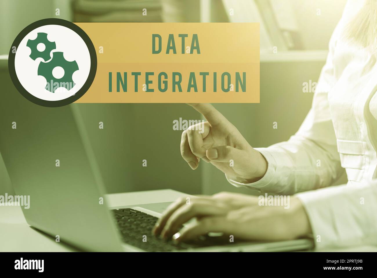 Text Caption Presenting Data Integrationcombination Of Technical And Business Processes To