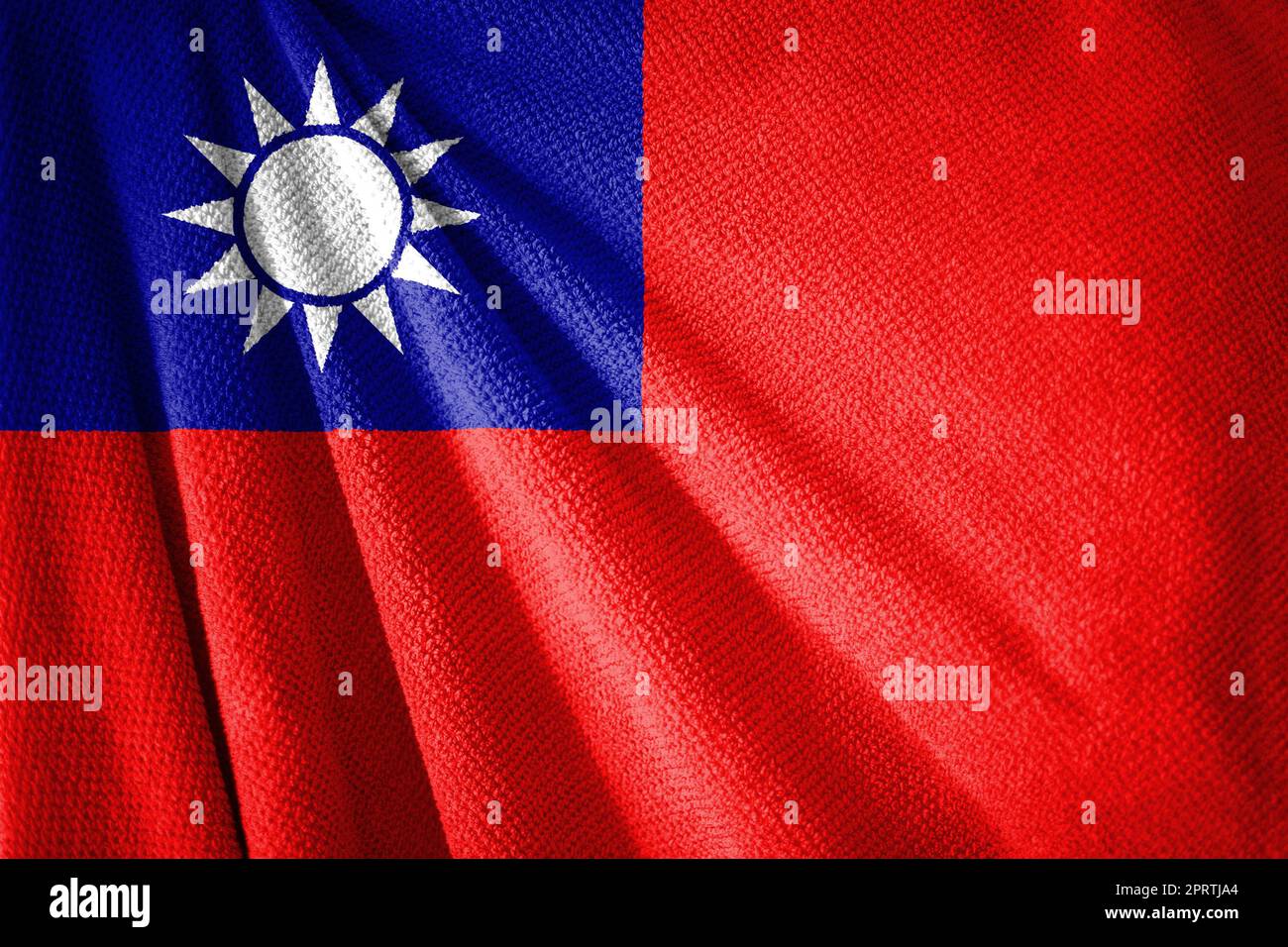 Taiwan flag on towel surface illustration with, country symbol Stock ...