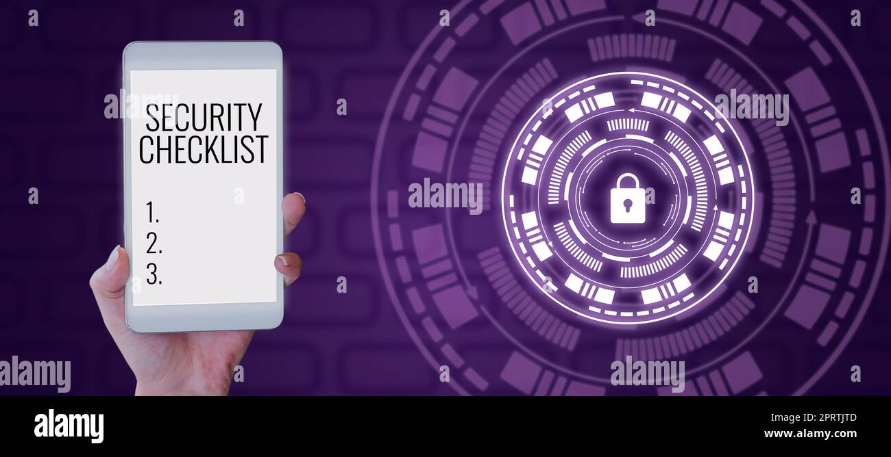 Sign displaying Security ChecklistProtection of Data and System Guide ...