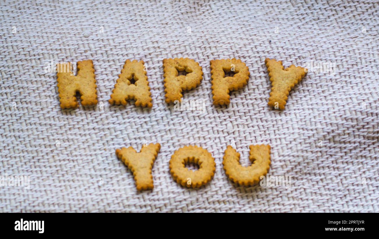 Cookies in the form of the alphabet prospect. Happy from homemade ...