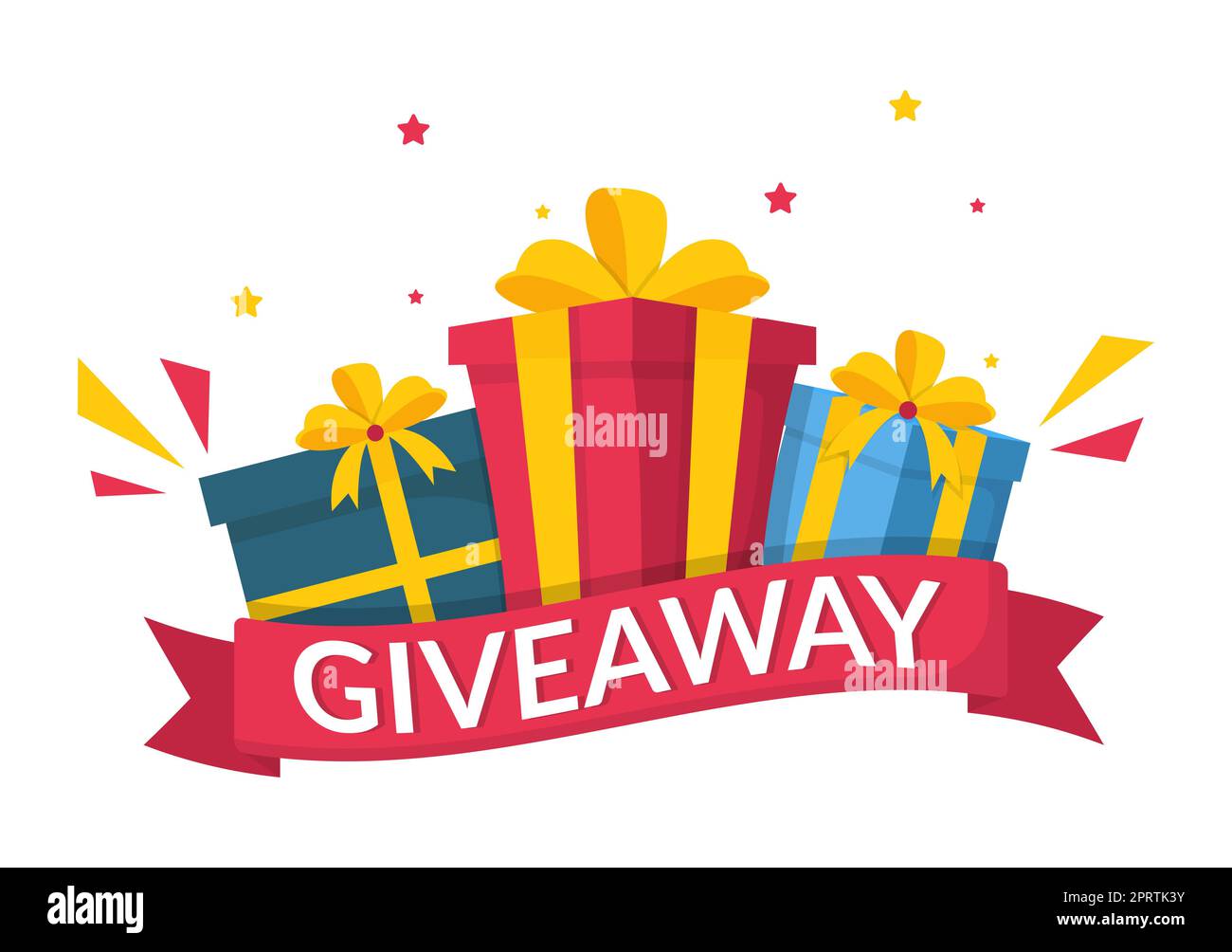 Giveaway Template Hand Drawn Cartoon Flat Illustration with Win a Prize ...