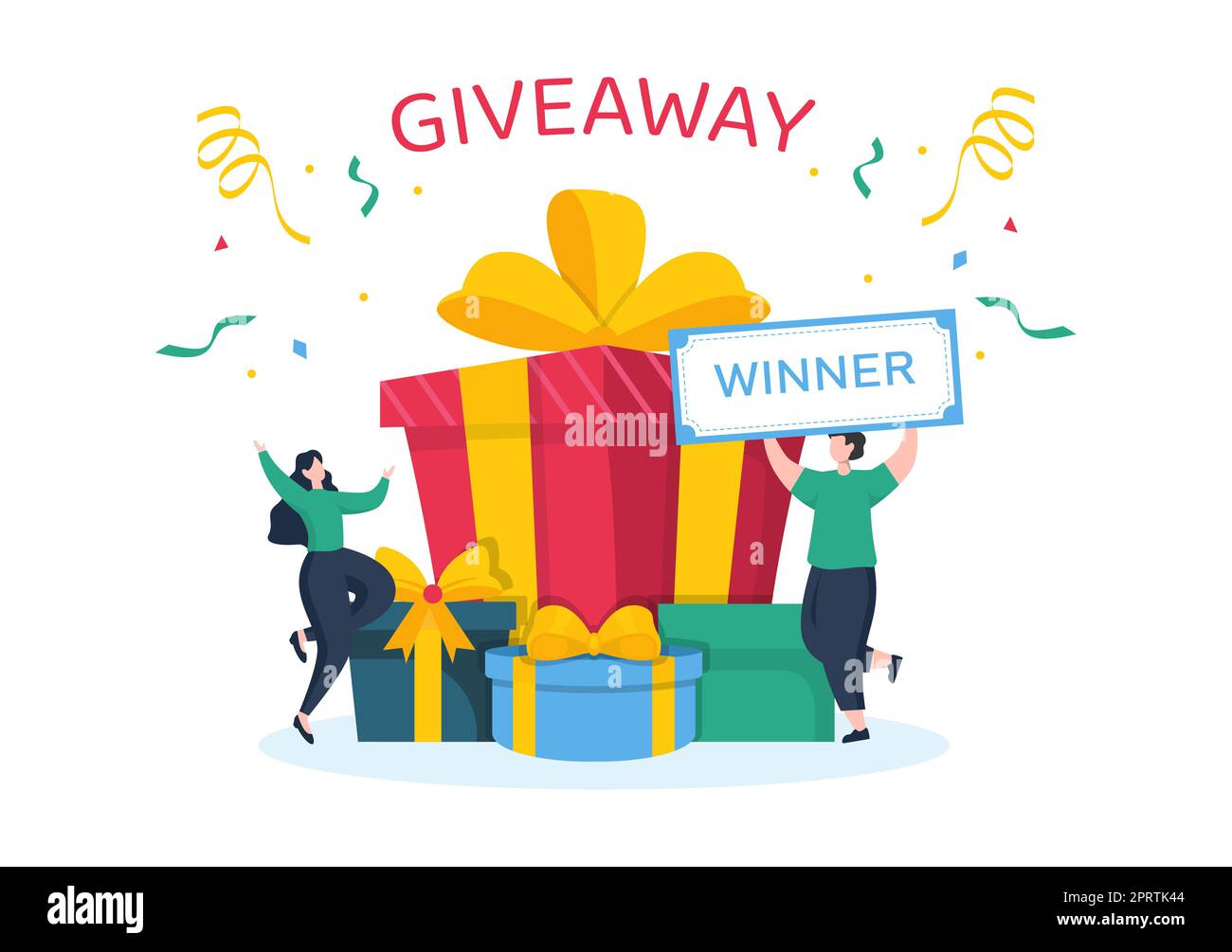 Giveaway Template Hand Drawn Cartoon Flat Illustration with Win a Prize ...