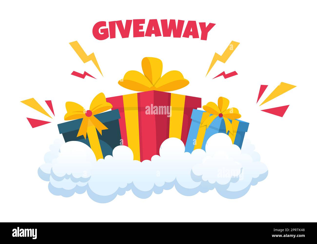 Giveaway Template Hand Drawn Cartoon Flat Illustration with Win a Prize ...