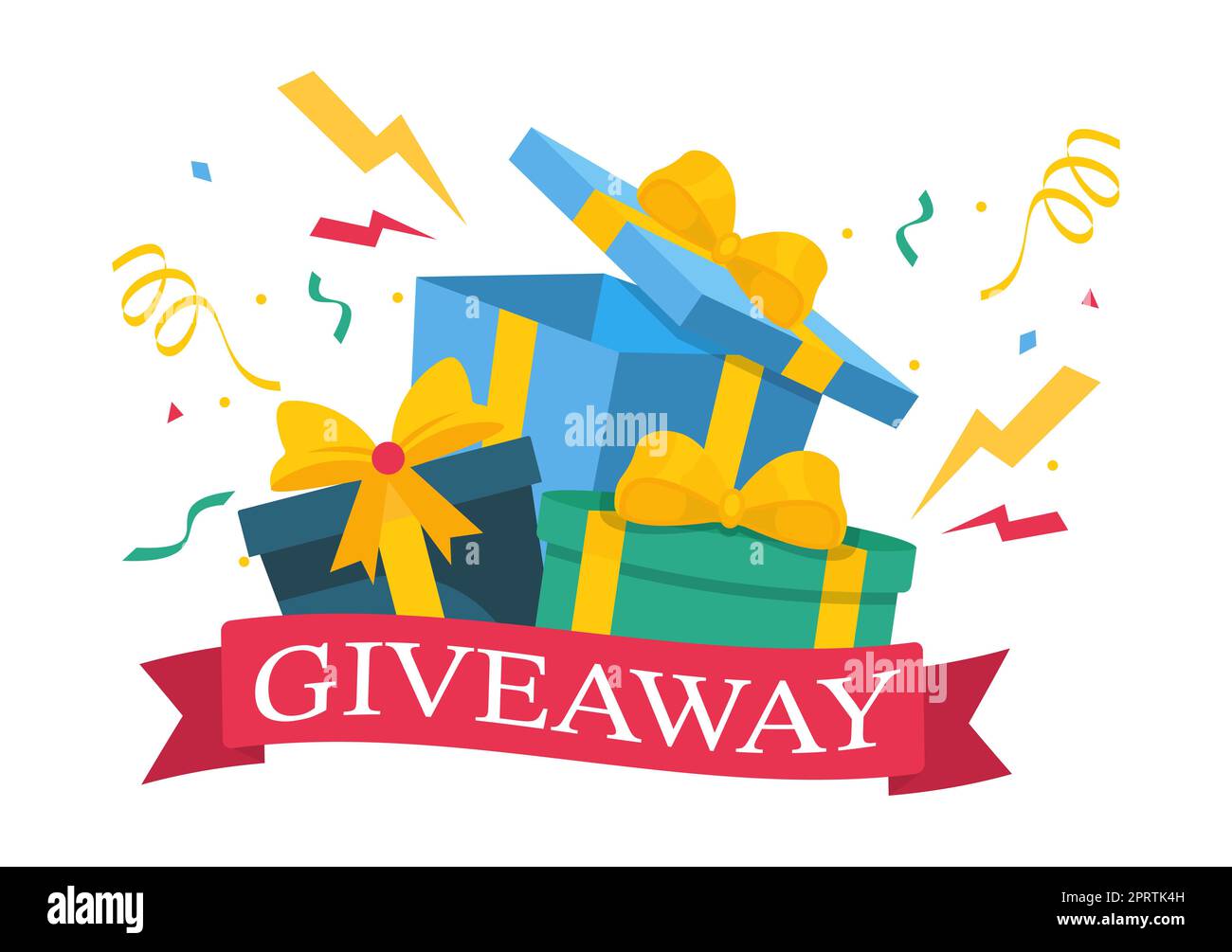 Giveaway Template Hand Drawn Cartoon Flat Illustration with Win a Prize ...