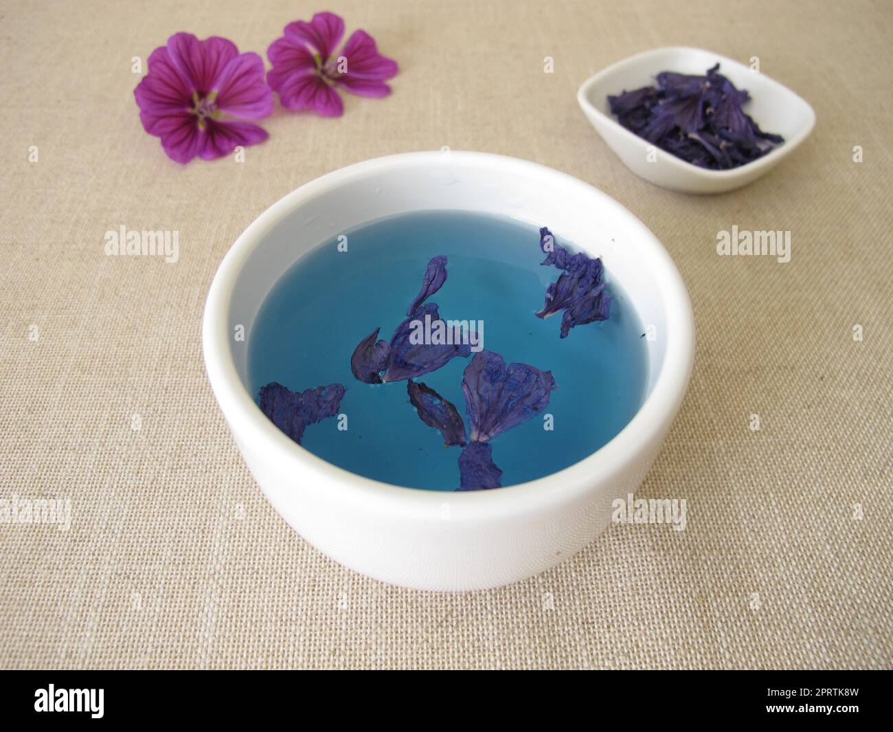 Blue mallow tea, tea from dried mallow flowers Stock Photo - Alamy