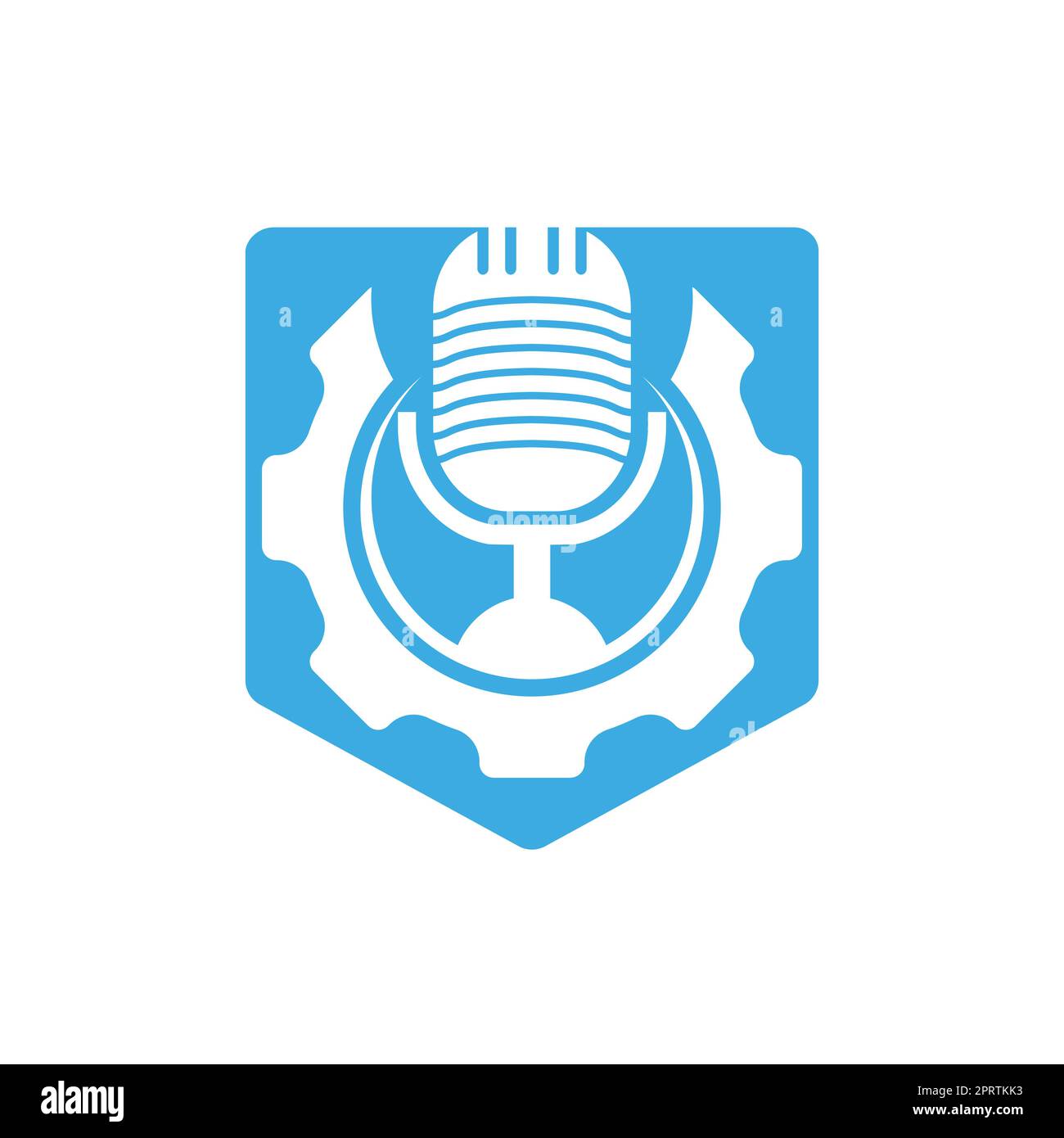 Gear podcast vector logo design template. Cog wheel and mic icon design ...