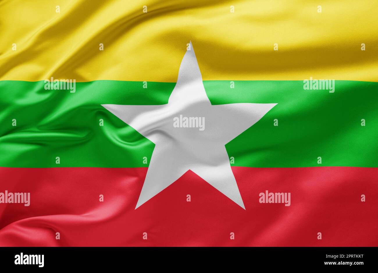 Waving national flag of Myanmar Stock Photo - Alamy