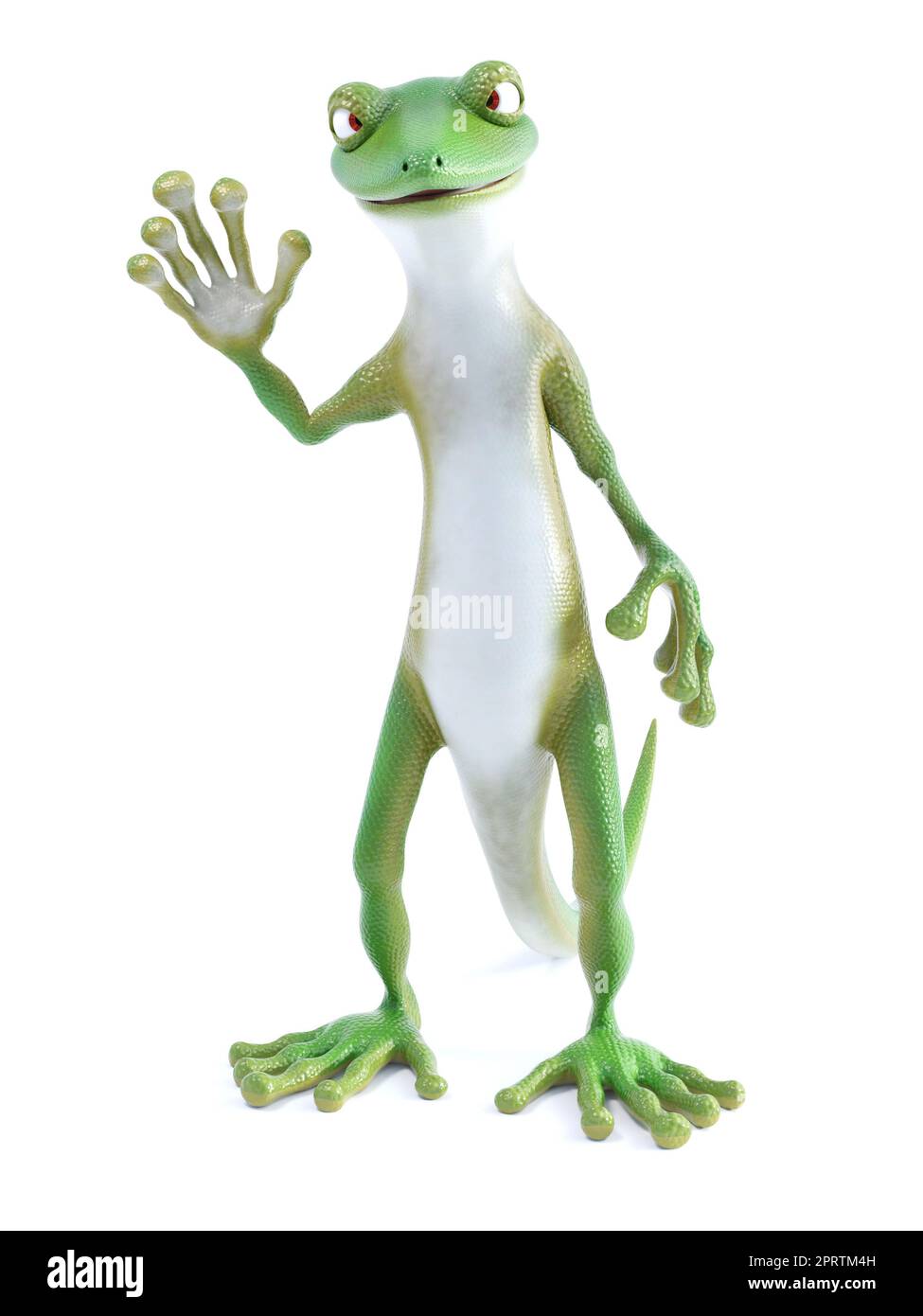 3D rendering of a cool green gecko or lizard standing up and waving ...