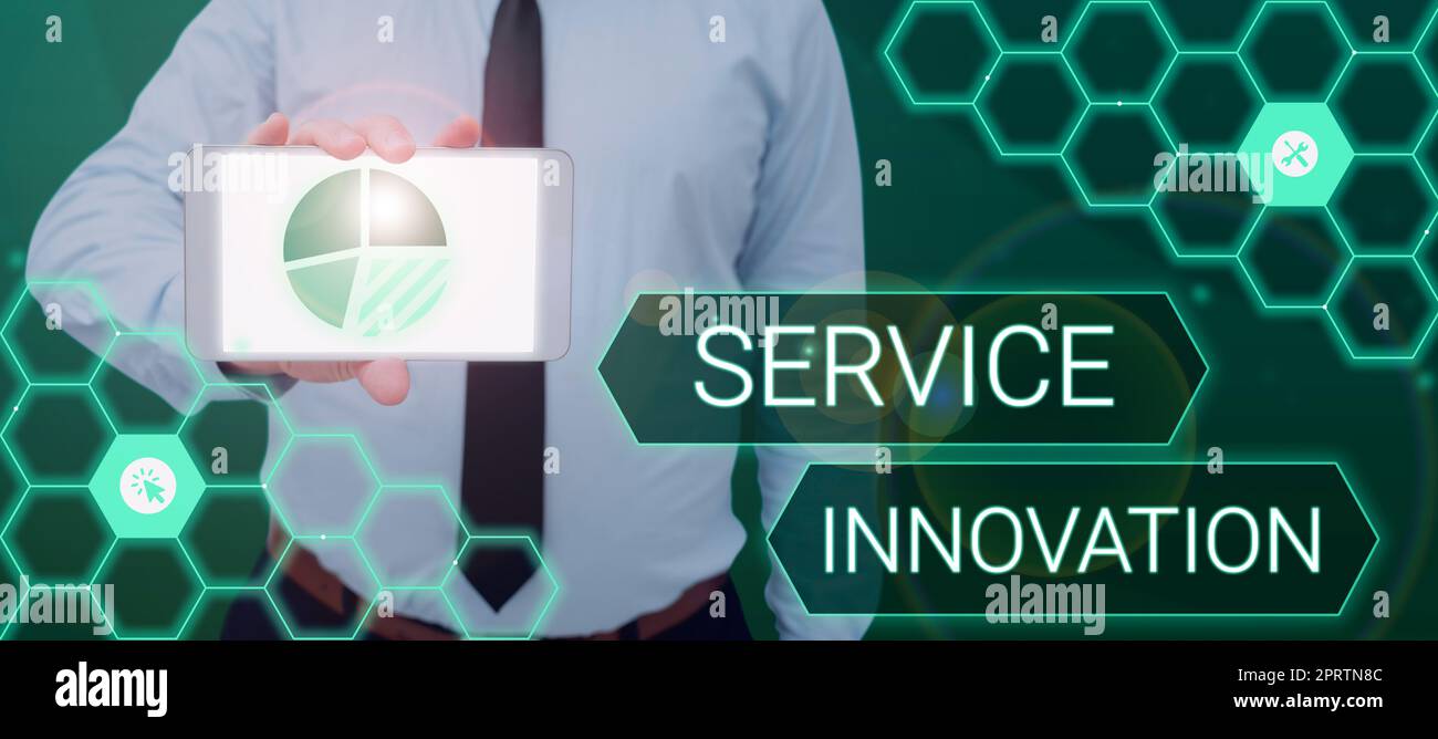 Text caption presenting Service InnovationImproved Product Line ...