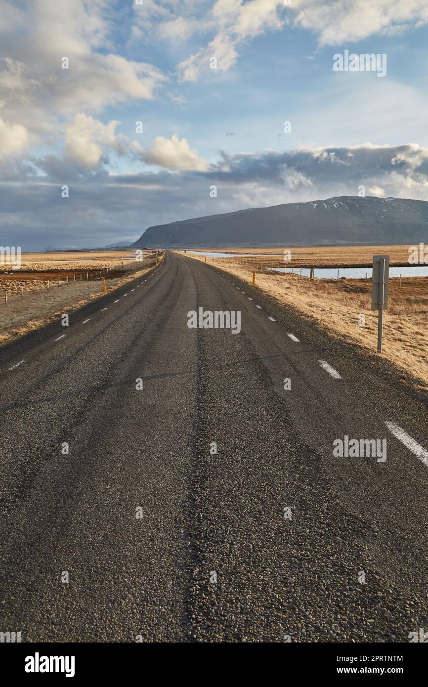 Scenic views of the ring road in Iceland, driving in the countryside ...