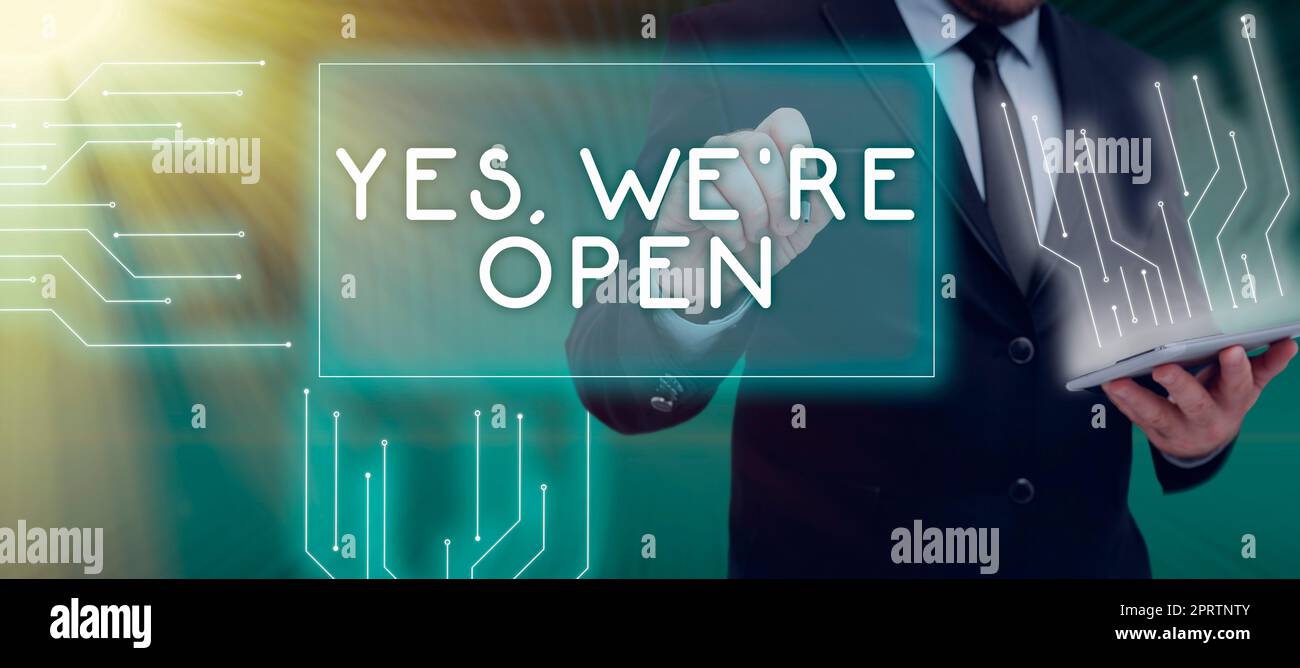 Text caption presenting Yes, We re are Openanswering on client that ...