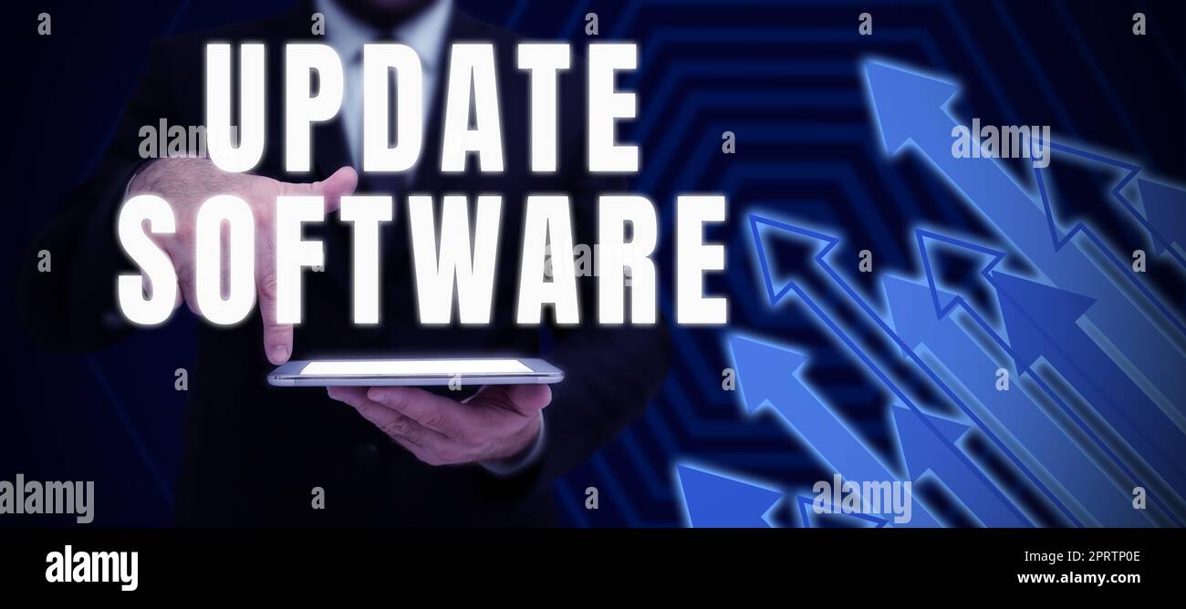 Text caption presenting Update Softwarereplacing program with a newer version of same product ...