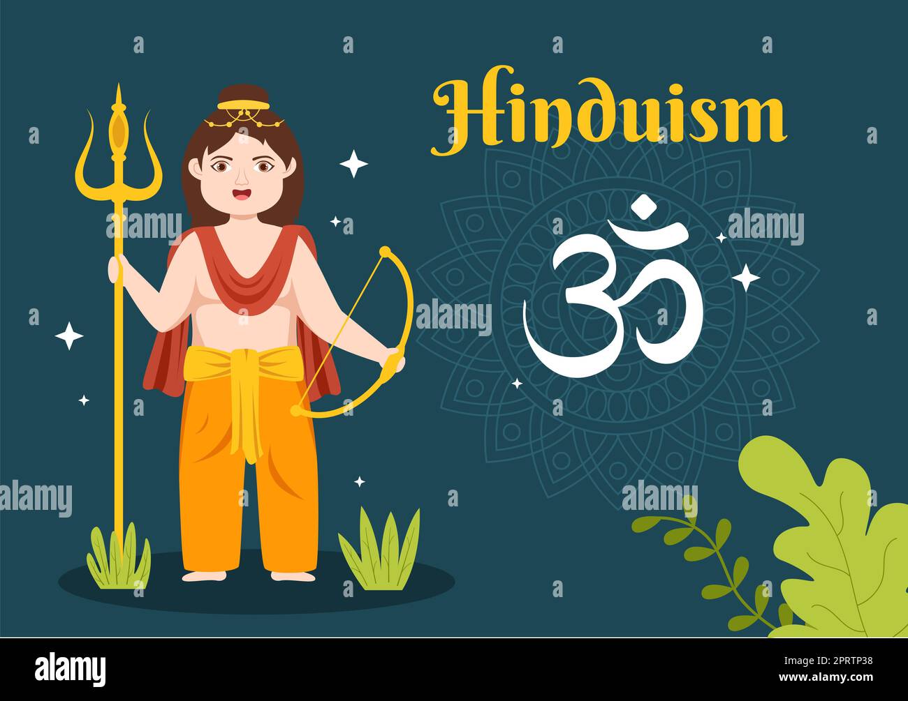 Hinduism of Various Indian God Flat background Cartoon Hand Drawn ...
