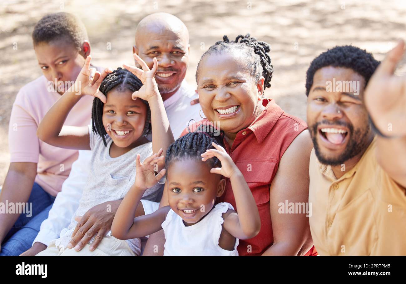 Happy Black Family With Grandparents